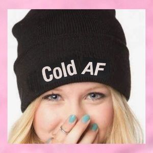 Accessories | Cold Af Winter Fleece Lined Black Hat | Poshmark